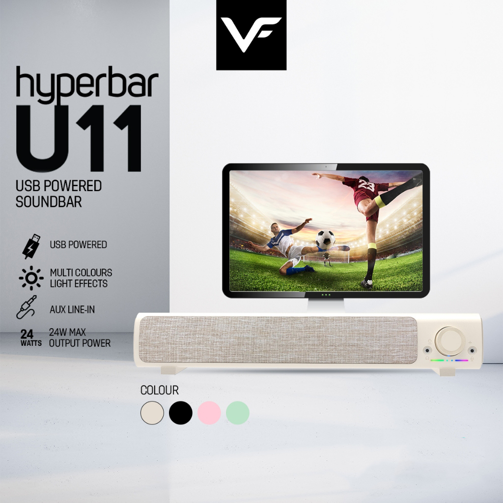 Vinnfier Hyperbar U11 USB Powered Soundbar - Black/Cream/Pink/Light ...