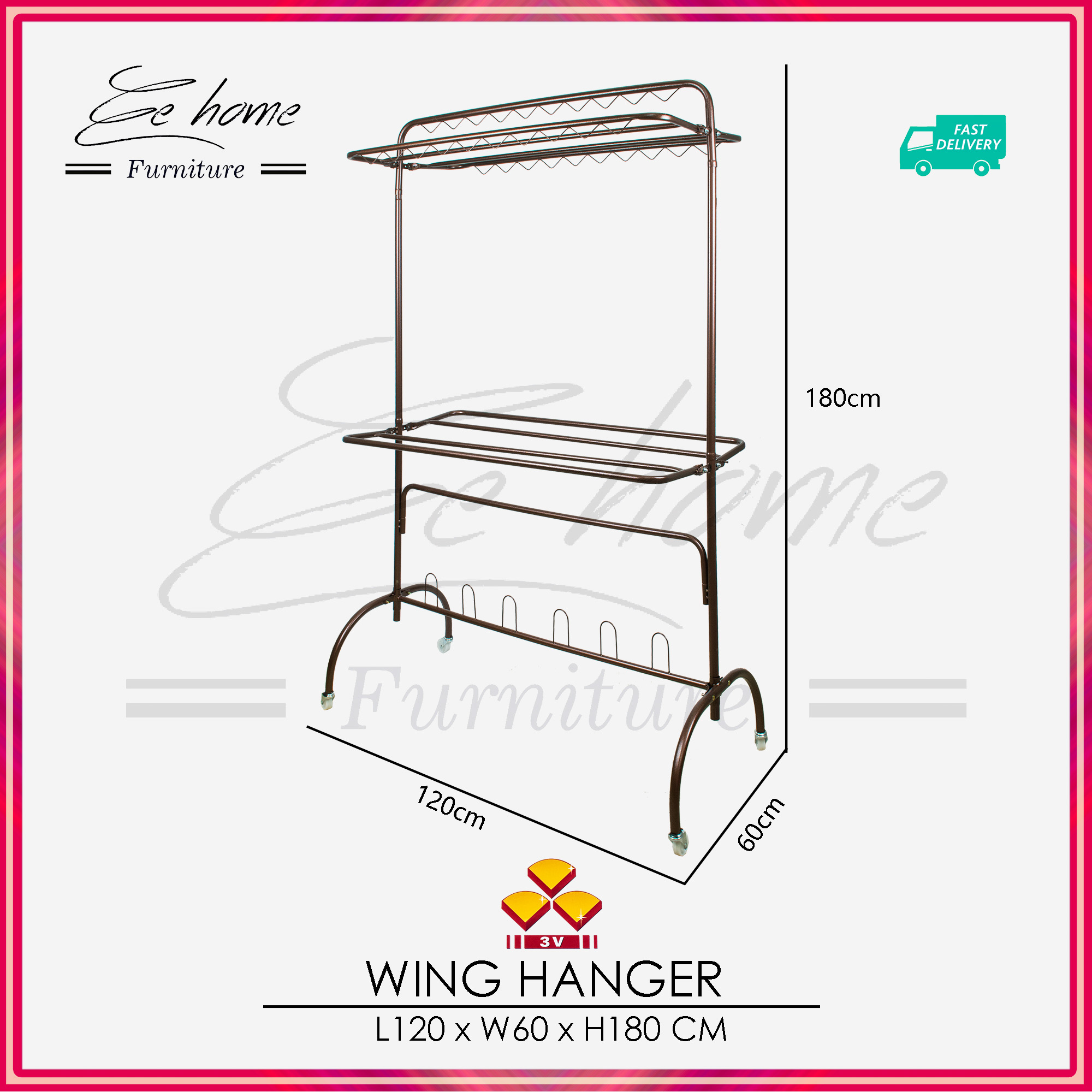 EE HOME 3V WING HANGER DRYING CLOTH RACK OUTDOOR CLOTHS HANGER AMPAIAN ...