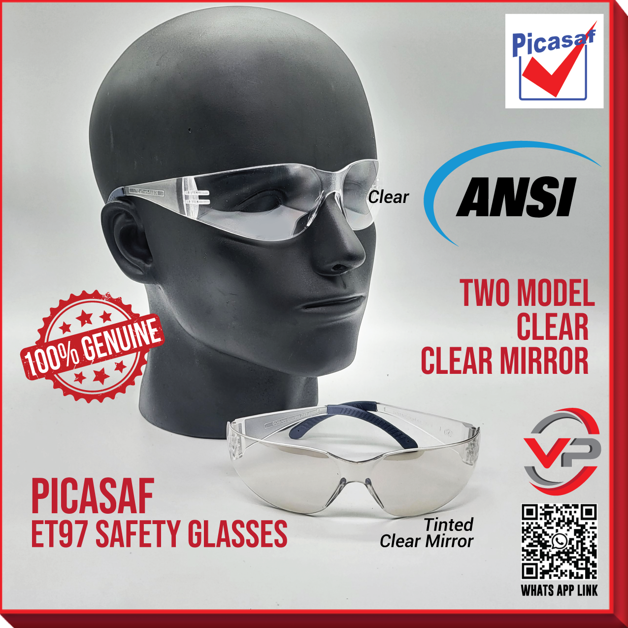 PICASAF ET97 SIRIM DOSH SAFETY GLASSES EYEWEAR CLEAR MIRROR SPEK CERMIN ...