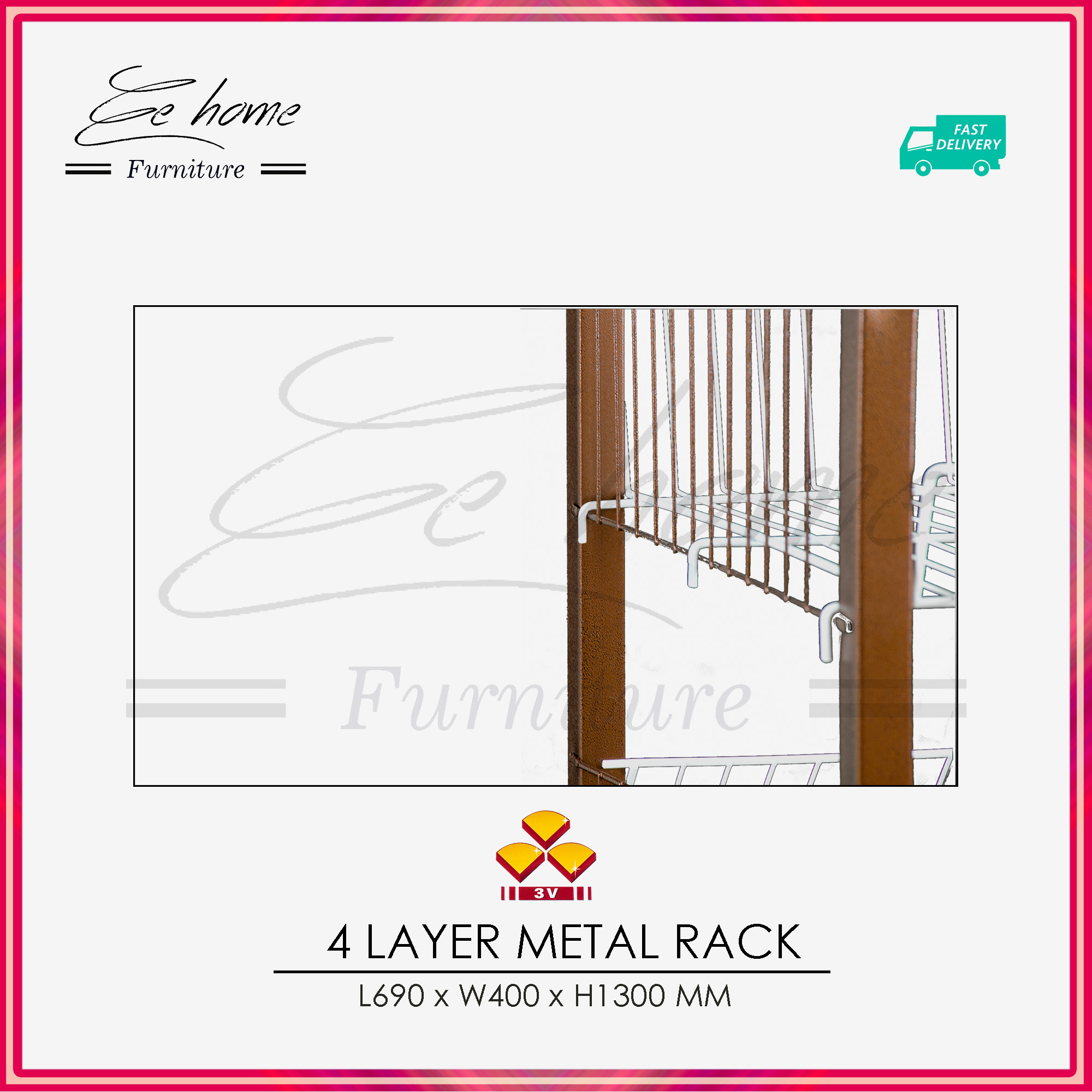 EE HOME 4 Tier MultiPurpose Rack Bakery rack Storage Rack Dishes Rack ...