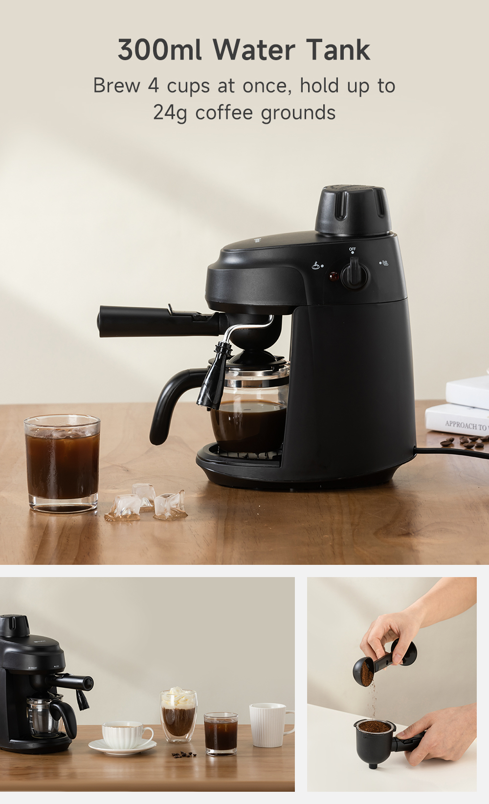 Simplus Coffee Maker Compact Espresso Machine 5Bar Extraction High ...
