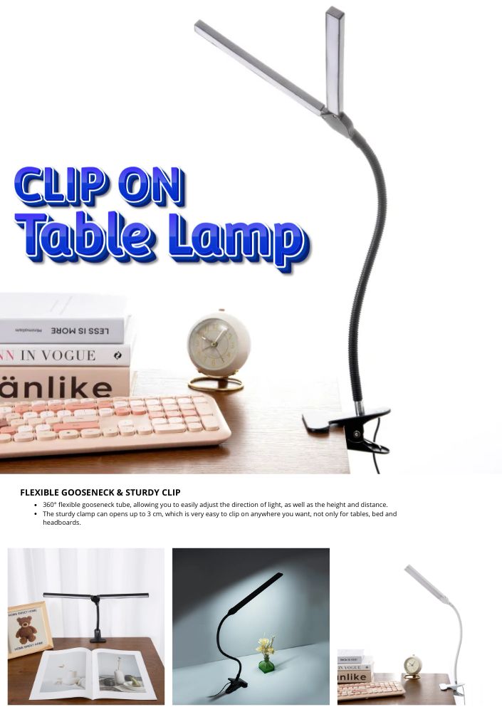 Clip On Study Lamp Flexible Gooseneck Book Reading Lamp Bed Lamp Lampu ...