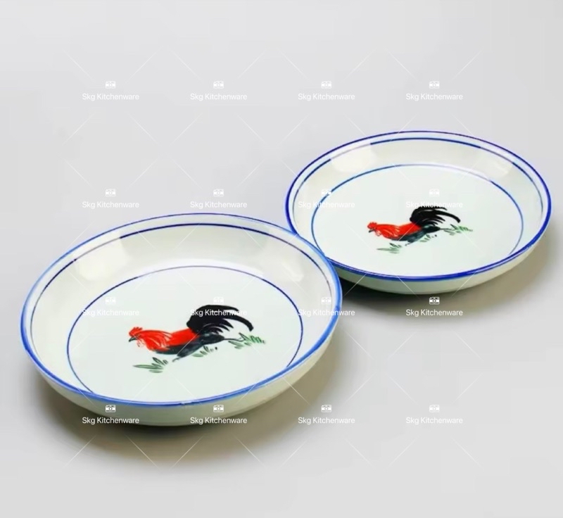 (3 Size) Nostalgia Rooster Chicken Ceramic Rice Plate Dinner Plate ...