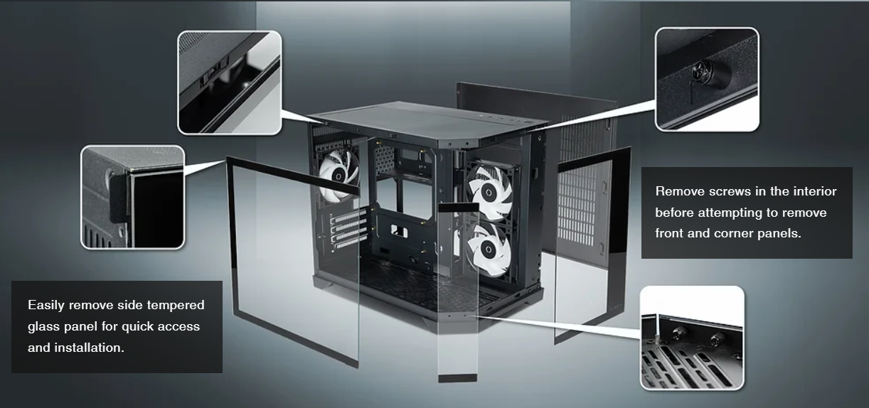 TECWARE VX TRINITY M TRIPLE TEMPERED GLASS M-ATX CASE WITH PRE-INSTALL ...