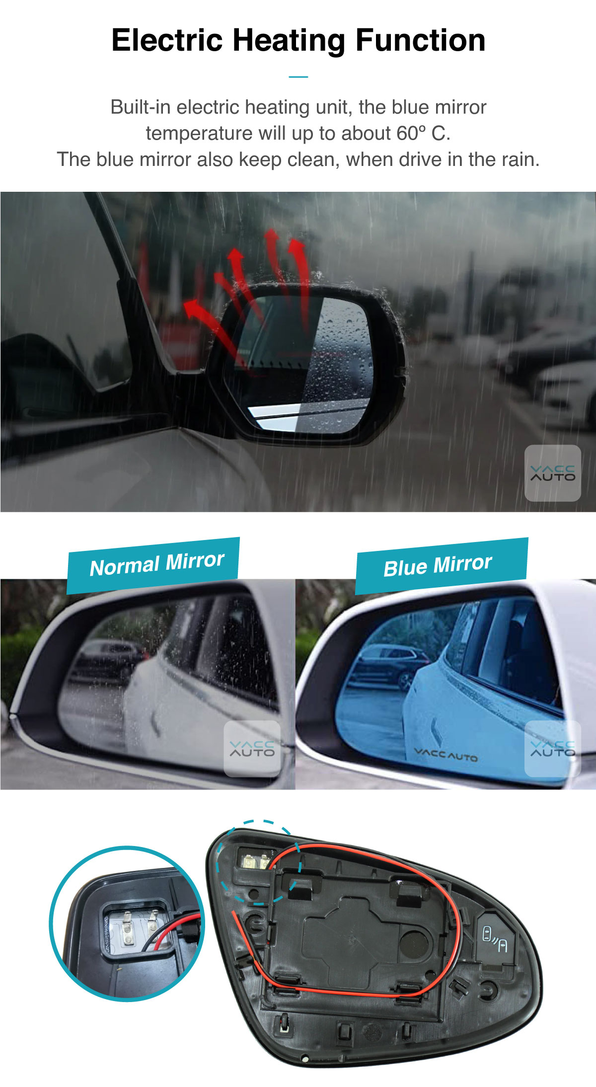 VACC AUTO BSM Blue Mirror with LED Signal Lamp Side Rearview Winker ...