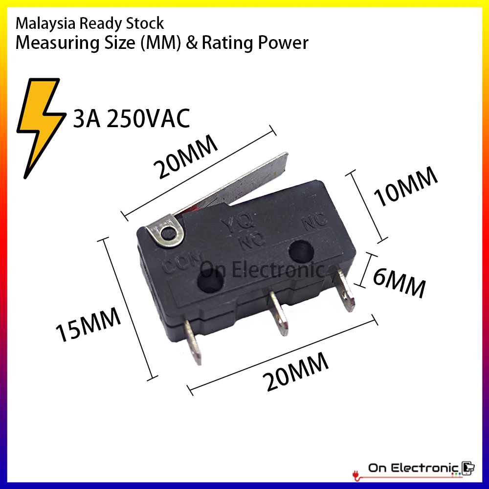 SW-KW12 Micro Switch 3 Pin W/Lever 3A 250VAC 20MM 1PCS | Shopee Malaysia