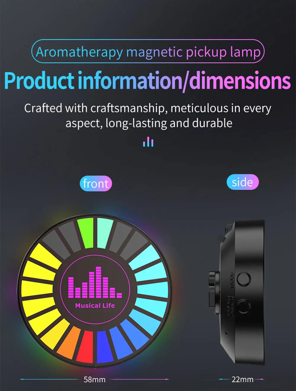 Desktop Magnetic RGB Pickup Ambience Light Led Color E-Sports Voice ...