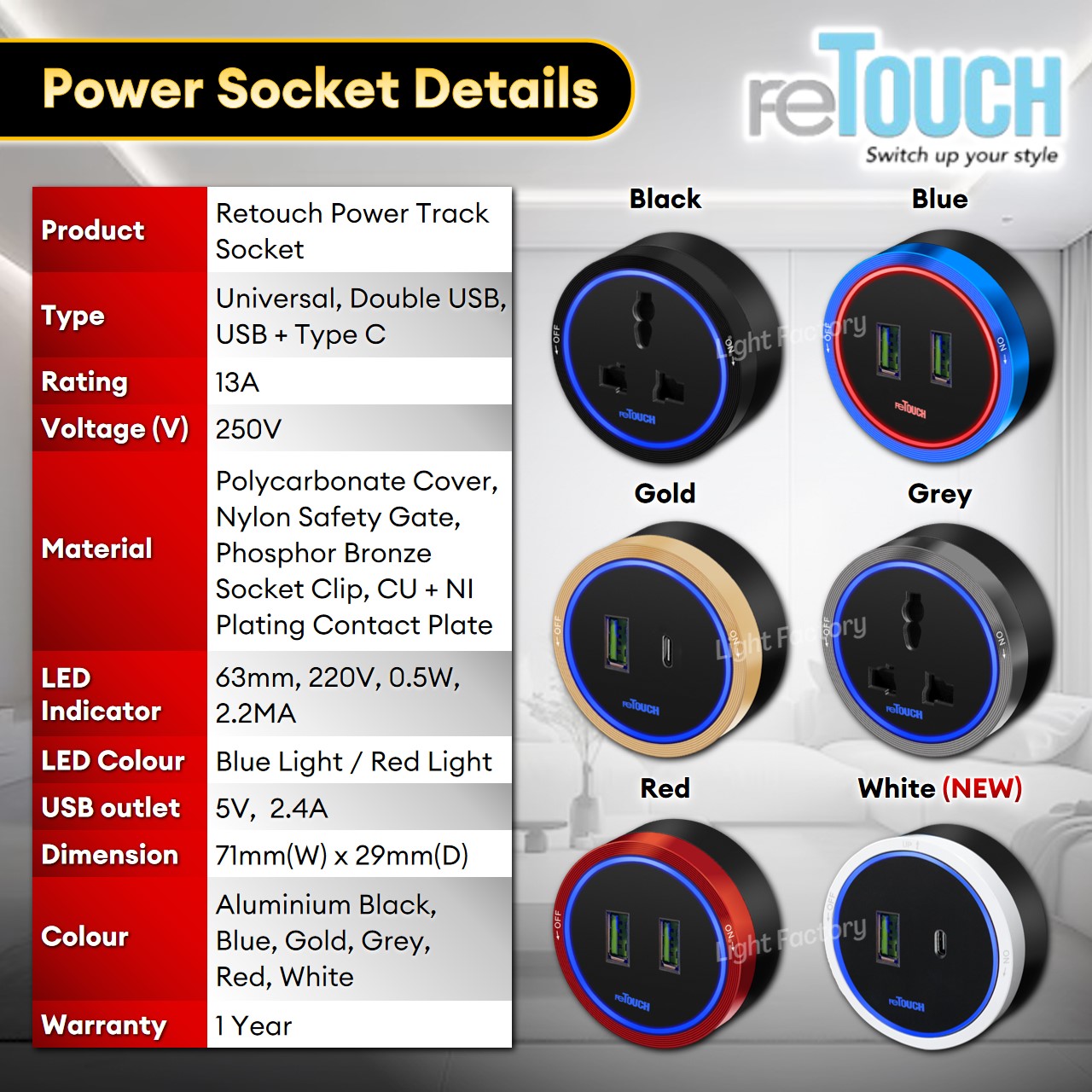 🔥SIRIM🔥 RETOUCH Power Track 32A Power Line Power Rail Power Track ...