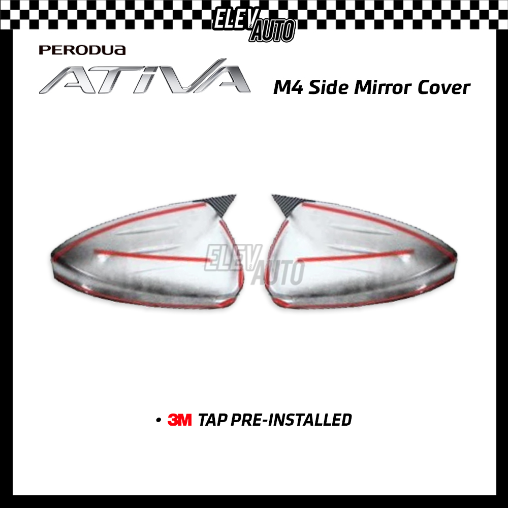 Perodua Ativa M4 Side Mirror Cover Carbon Black Chrome Trim Accessories ...