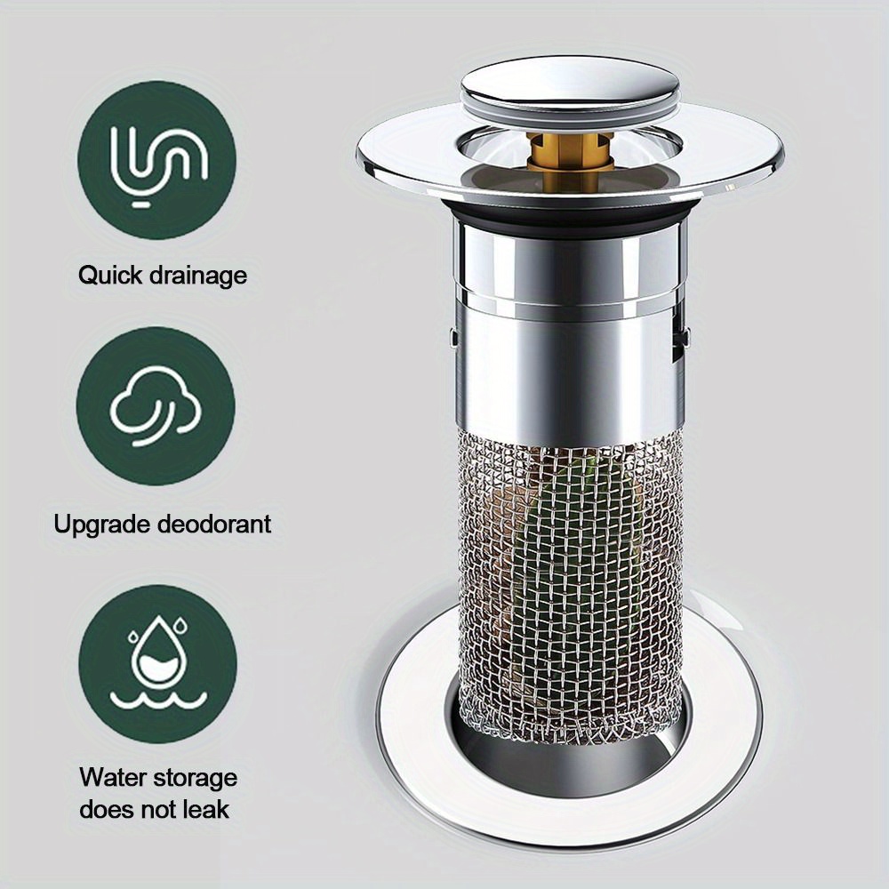 Universal Bathroom Sink Stopper, Pop Up Lavatory Drain Strainer with ...