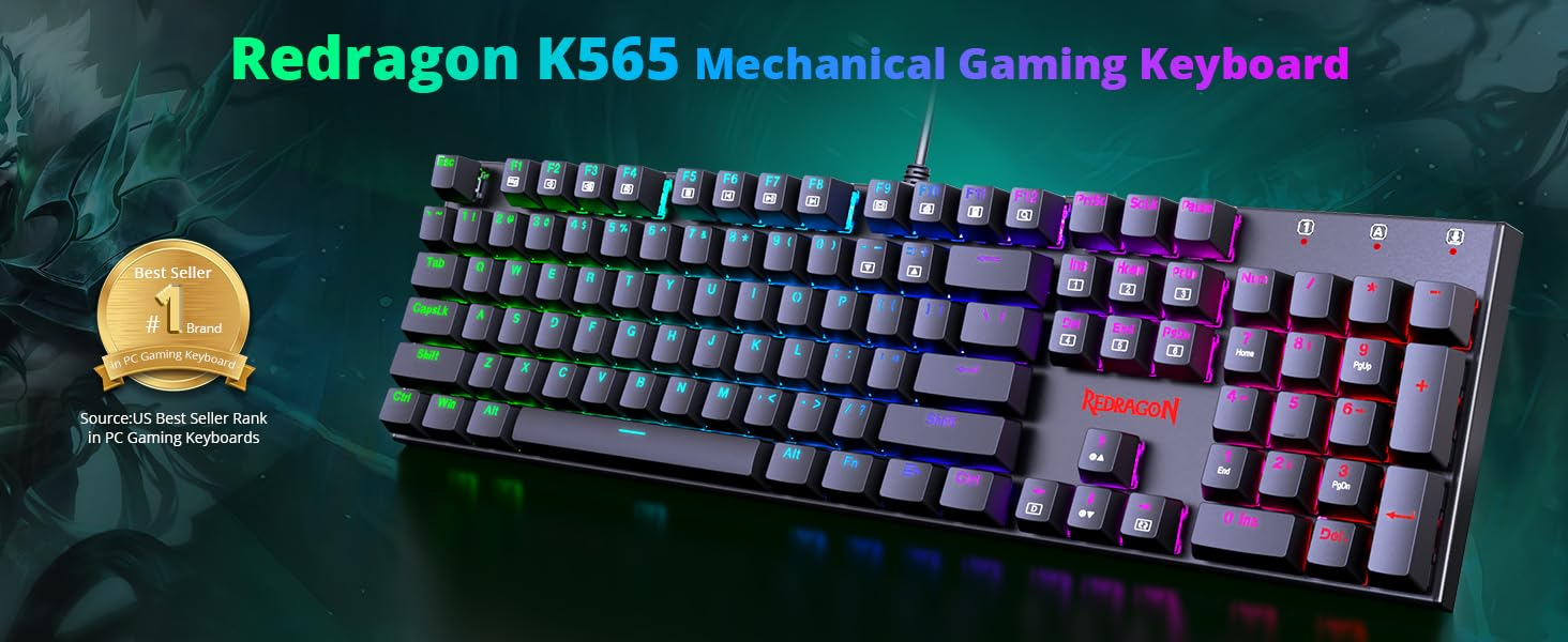 Redragon K565 RGB RUDRA 104 Keys Gaming Mechanical Keyboard Hot ...