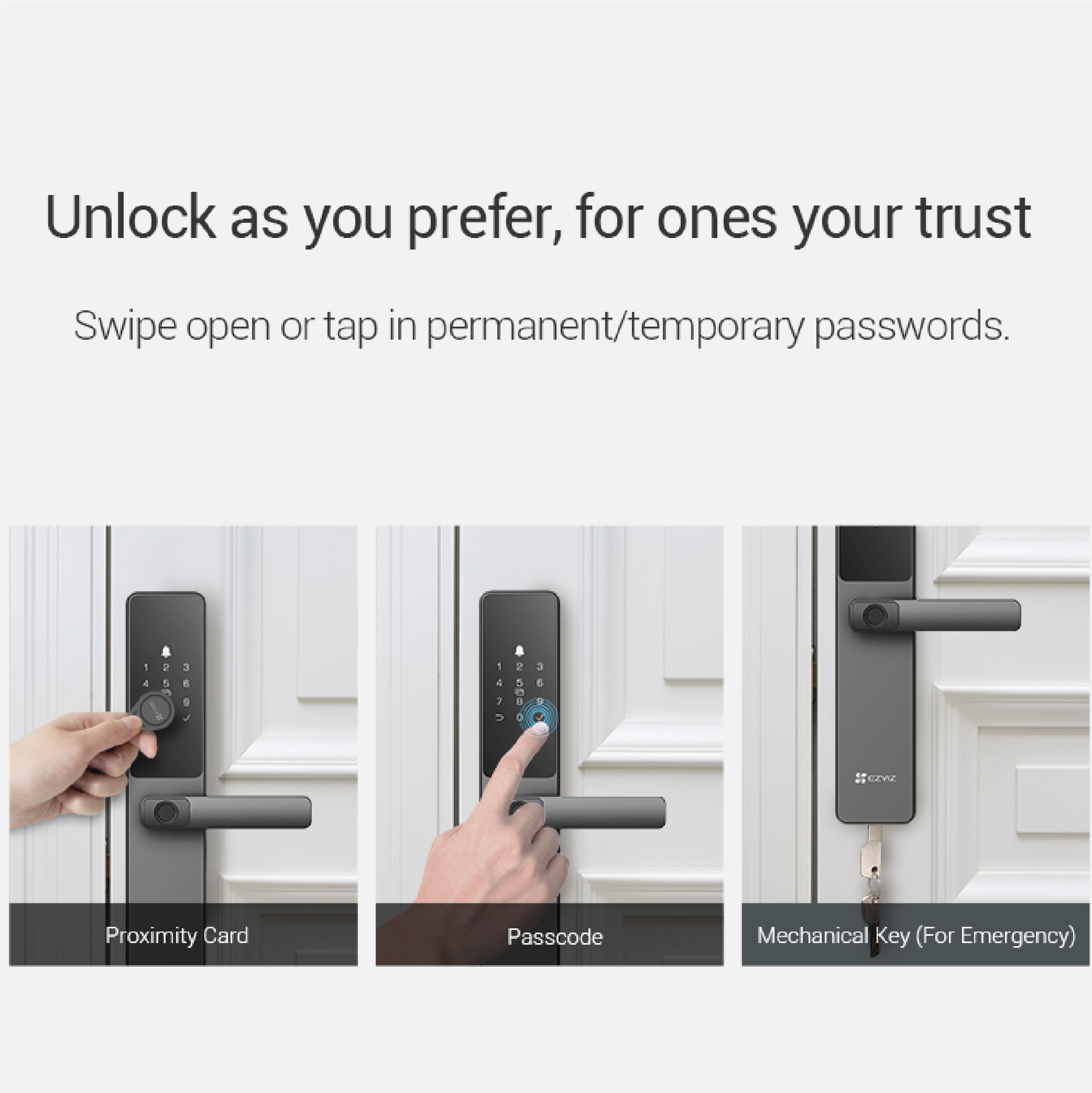 EZVIZ Finger Print Door lock DL05 Digital Lock PIN Code RFID Key tag App Notification Door Bell ...