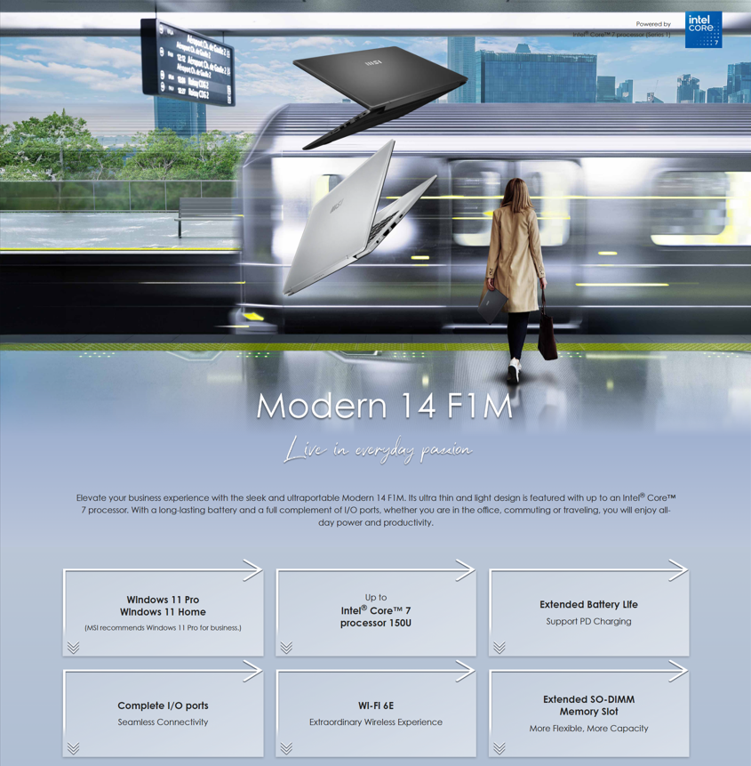 MSI MODERN 14 F1MG-028MY (Intel Core 7 processor 150U/16GB OR 32GB RAM ...