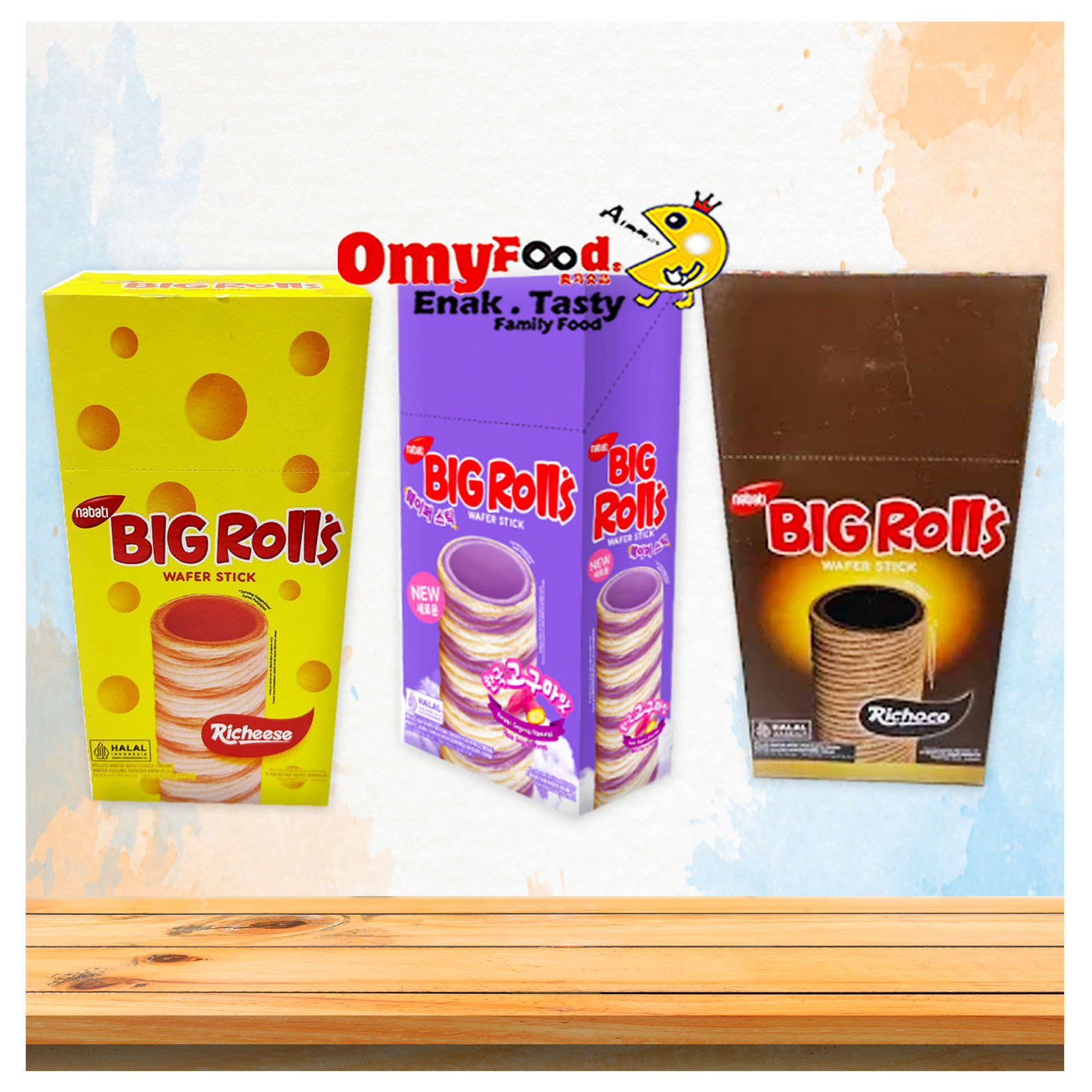 160g / 140g Nabati Big Roll's Wafer Stick [Korean Guguma / Richeese / Richoco][OmyFood] | Shopee ...