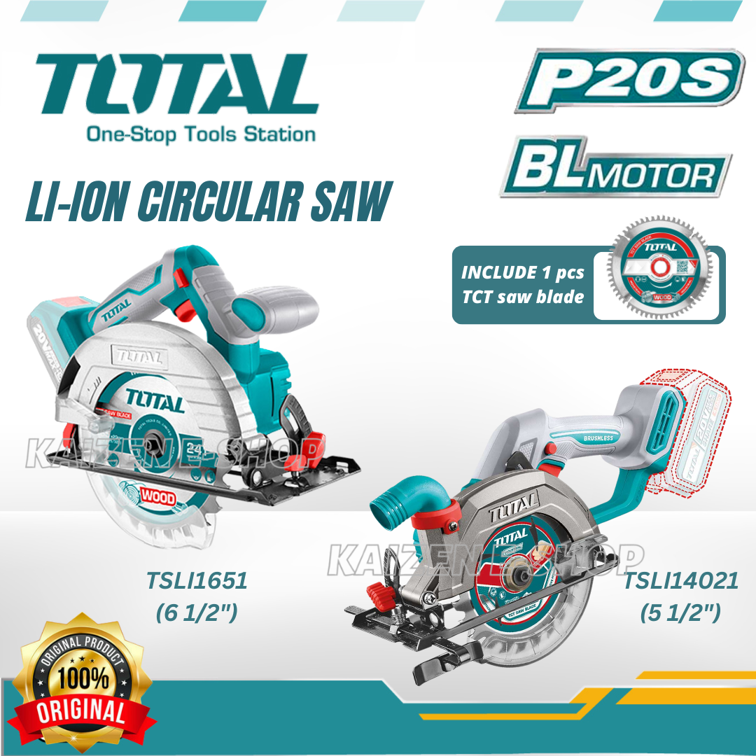 TOTAL TSLI14021 (140mm) / TSLI1651 (165mm) P20S 20V Li-ion Circular Saw ...