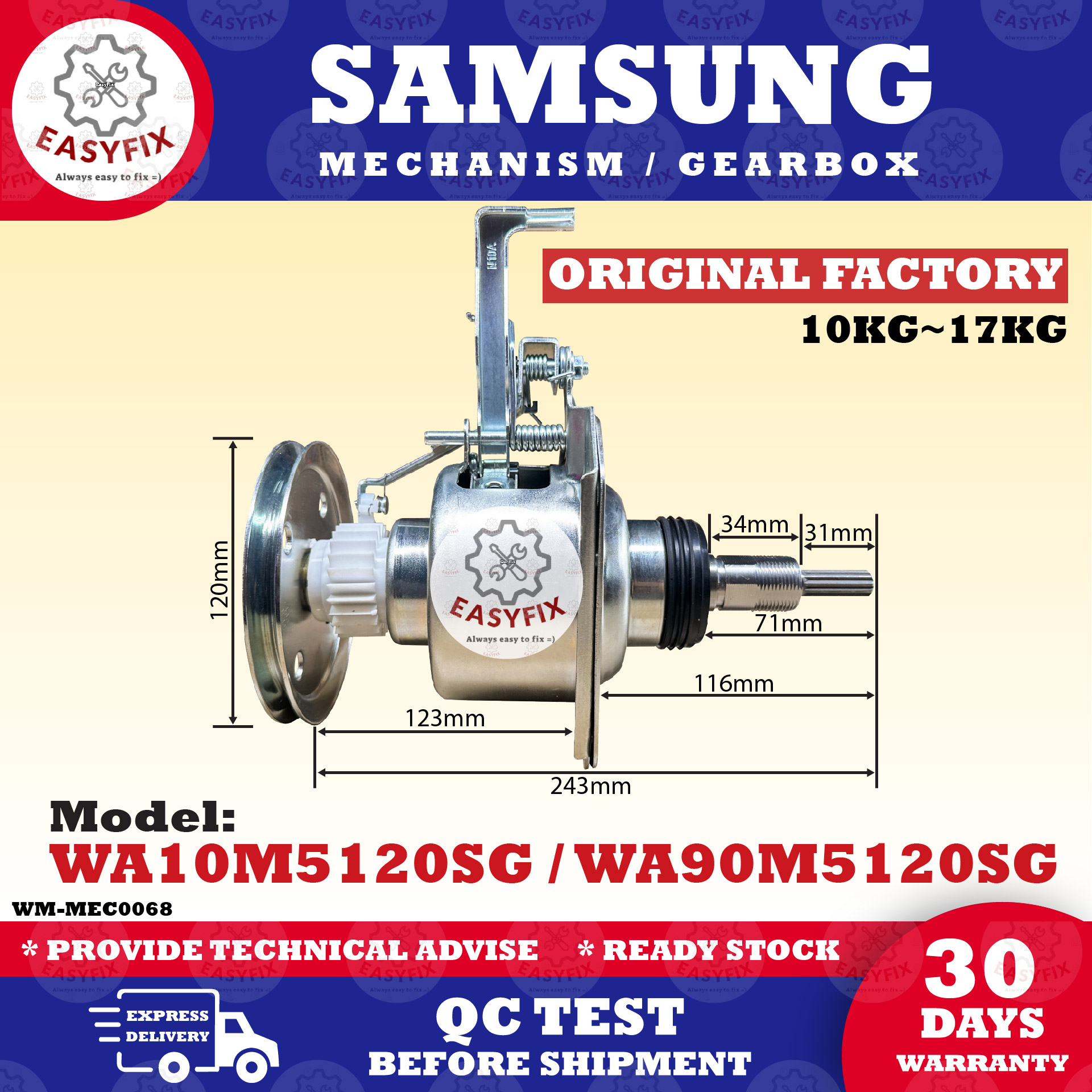 (ORIGINAL FACTORY) WA10M5120SG / WA90M5120SG SAMSUNG WASHING MACHINE ...