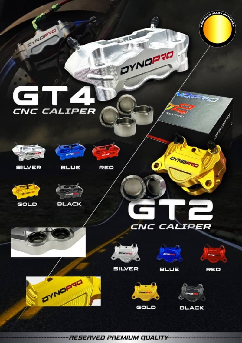 DYNOPRO GT4 CNC CALIPER BRAKE 4 POT PORT PAD DISC DYNO PRO UNIVERSAL ...