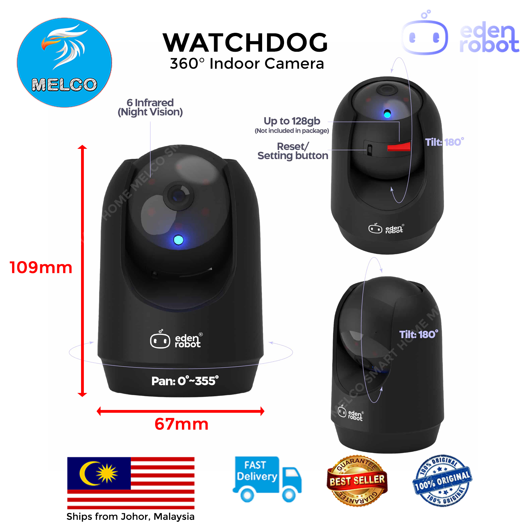 Eden Robot Gpro | eGate Smart Camera CCTV *Limited Edition Matte Black | Shopee Malaysia