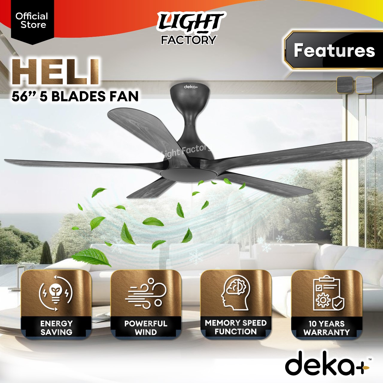 🔥2024 NEW🔥DEKA+ HELI 56'' 5 Blades DC Motor Ceiling Fan 16 Speeds ...