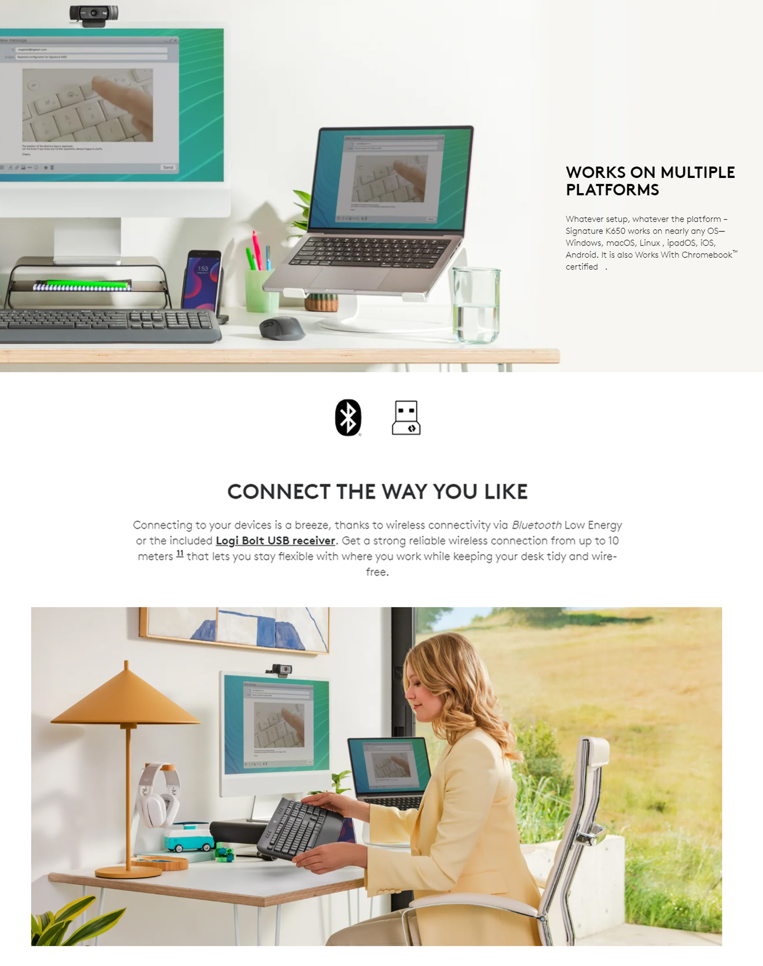 Logitech Signature K650 Wireless Comfort Keyboard with Spill-Resistant ...