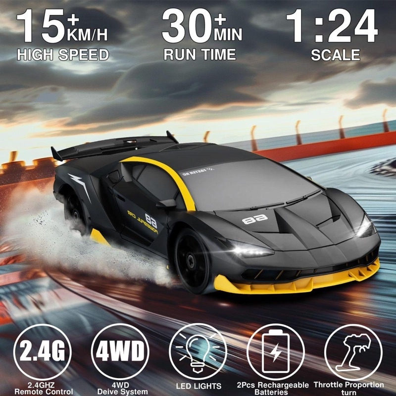 FEO NQ RC Drift Car Racing Control Car 4WD 1/24 2.4G High Speed LIGHT ...