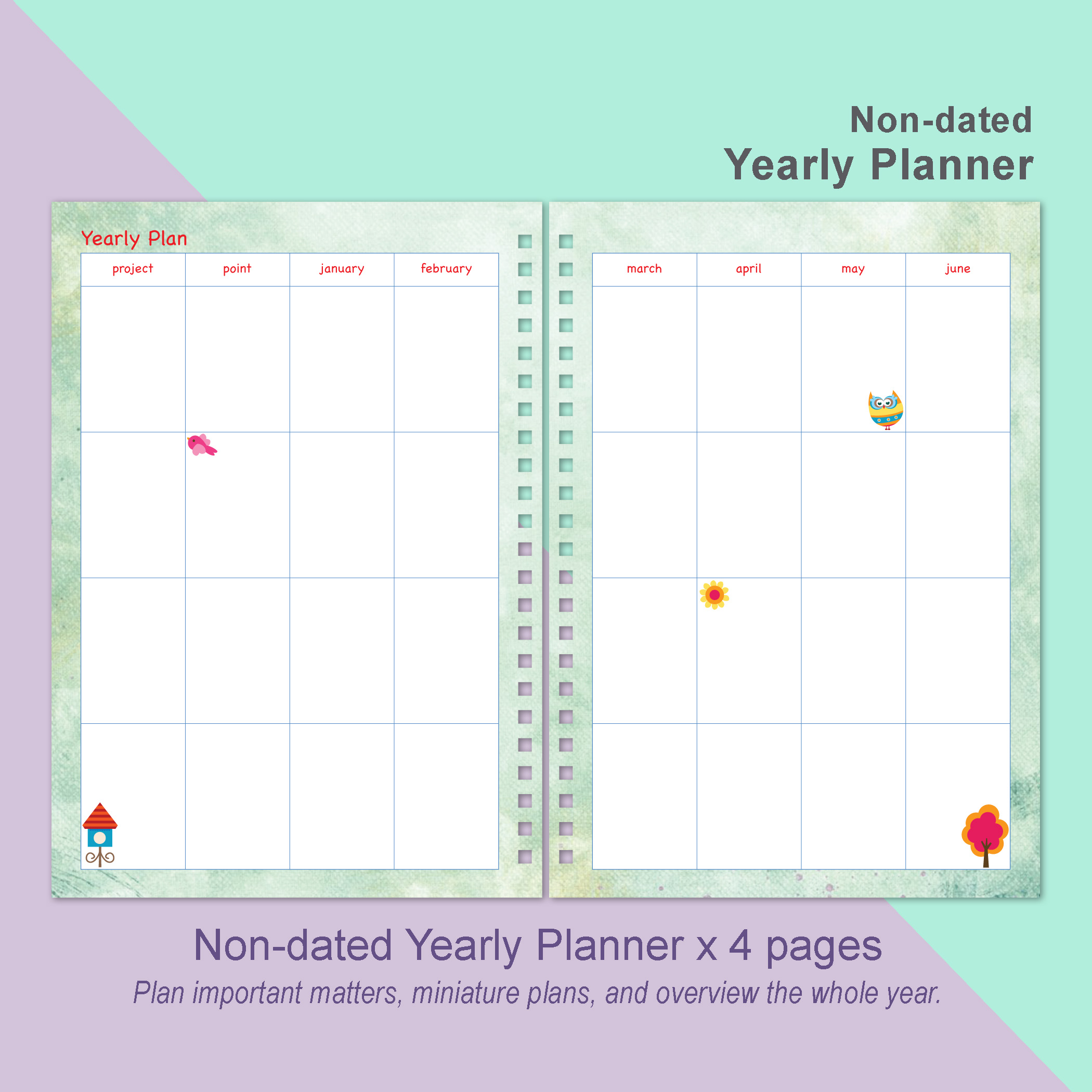 A5 Undated DIY Wire O 2025 planner diary week month year planner ...
