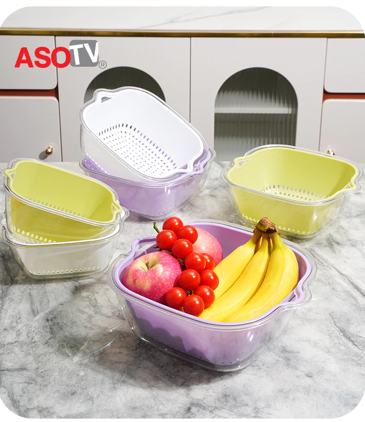 ASOTV® PET 8 in 1 Vegetables Washing Bowl Drain Basket Strainer Bakul ...