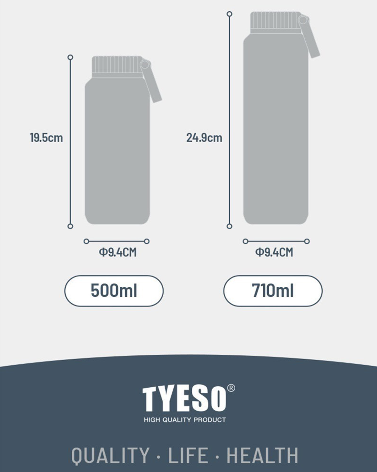 TYESO Vacuum Insulated Tumbler Bottle With Handle (500ml/710ml) TS-8755C/8756C | Shopee Malaysia