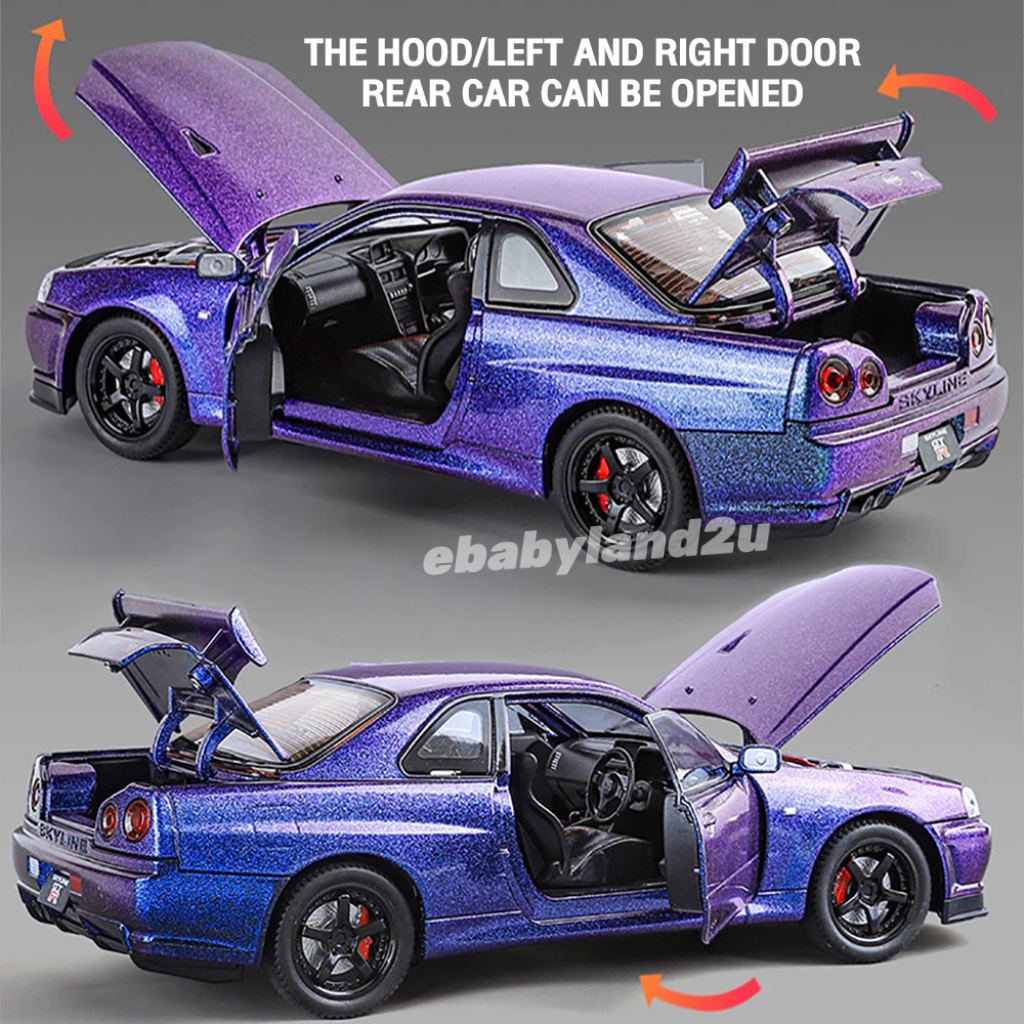 Die Cast 1:24 GTR R35 LBWK GTR R34 Spoon NSX Miata AE86 Vehicle Models ...