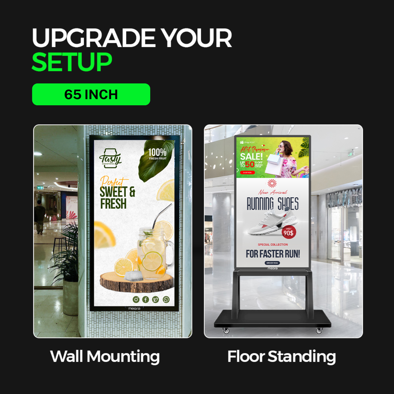 MEGRA 43"/50"/55" Digital Kiosk Display Floor Standee Signage ...
