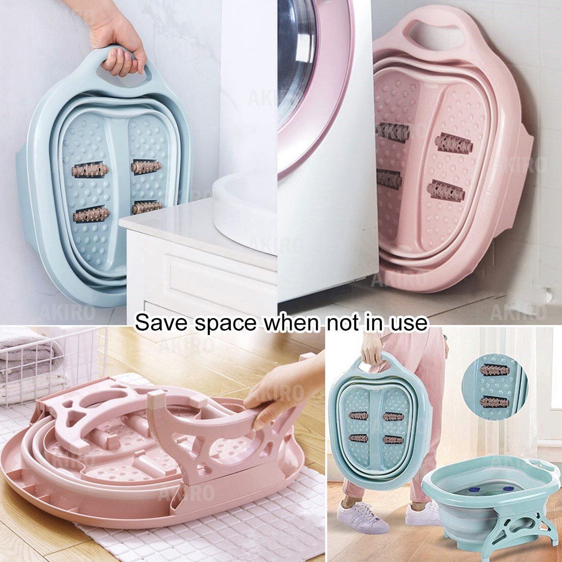 AKIRO CLEAR STOCK Collapsible Portable Stress Relief Massaging Bucket ...