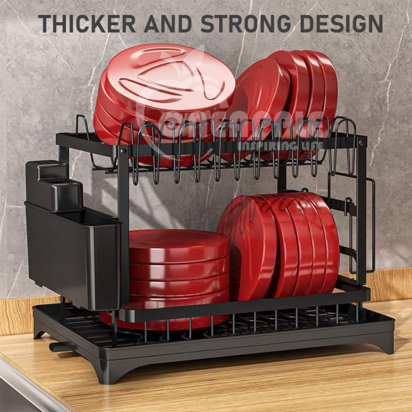 ONEAPPLE.MY Auto Drain Double Rak Pinggan Cawan Kitchen Storage Rack ...