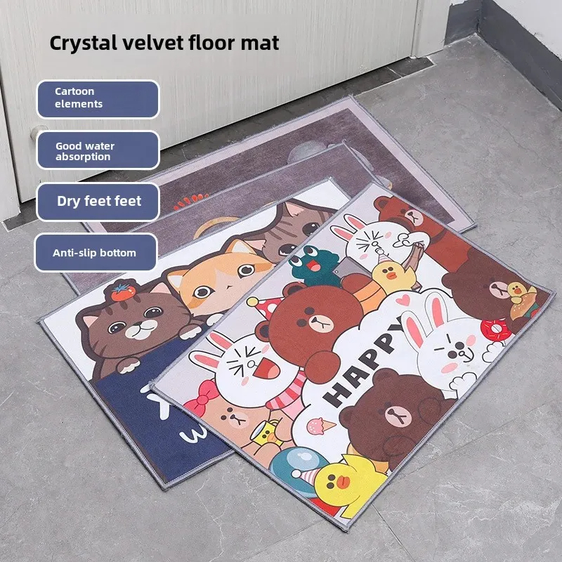 CS Cartoon Floor Mat Bedroom Home Use Water Absorbent Anti-Slip ...