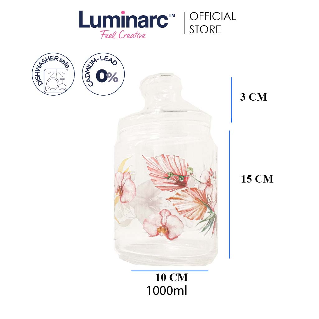 Luminarc 3pcs - Florosa Design Pot Jar Set - [Model: V0857 ...