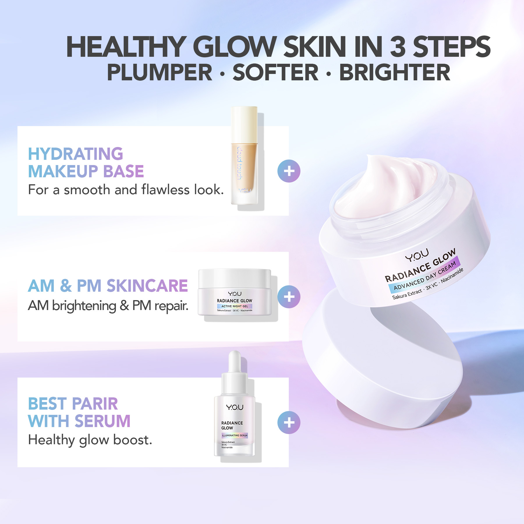 YOU Radiance Glow Advanced Day Cream 30g SPF35+ PA+++ Sakura Extract ...