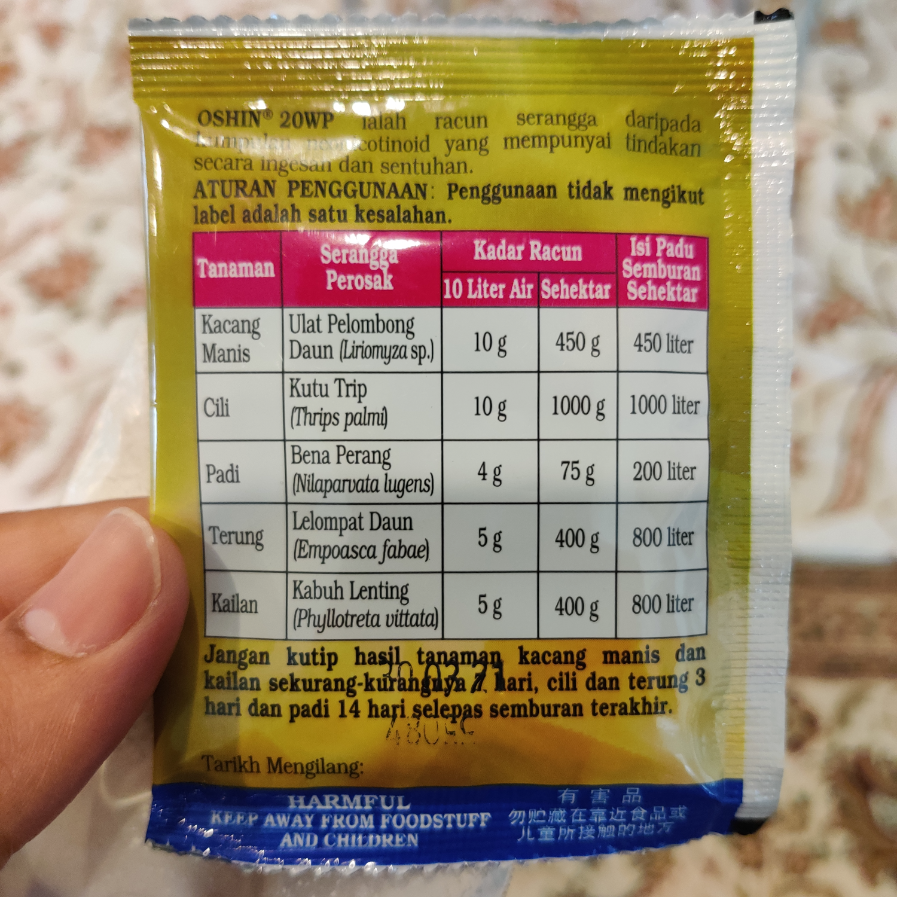 Racun Oshin 20WP 10g (Dinotefuran 20%) afid lelompat daun lipas anai ...