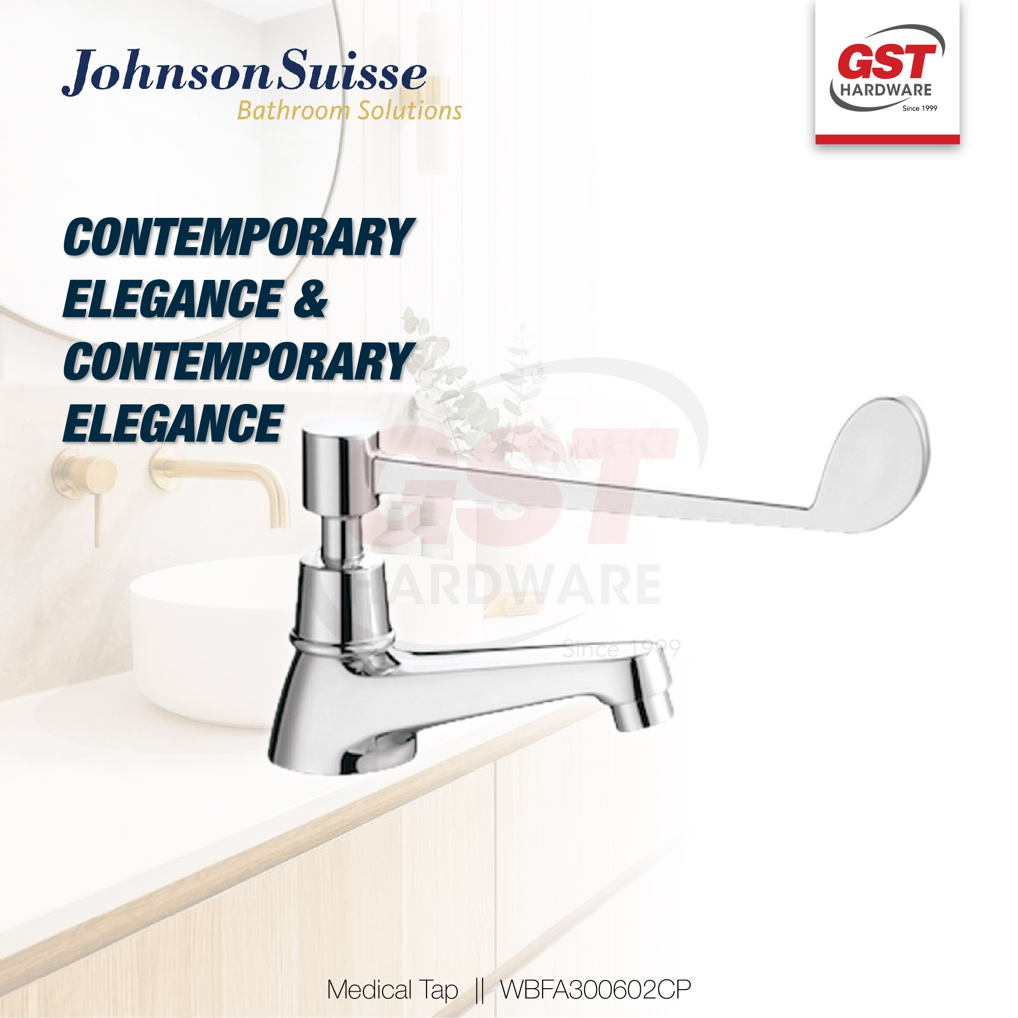 Johnson Suisse (WBFA300602CP) Medical Tap Deck Mounted Elbow Action ...