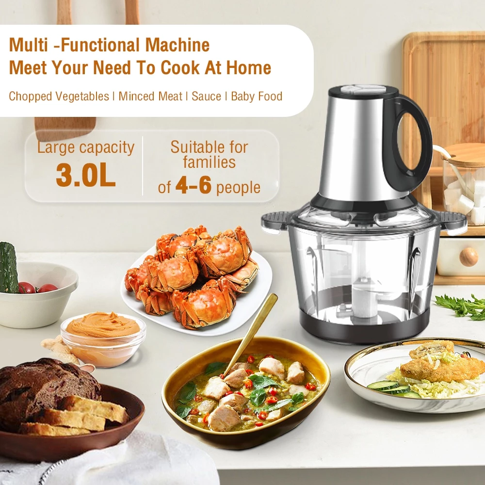 2L/3L Stainless Steel Electric Meat Grinder MultiFunction Kitchen Food ...