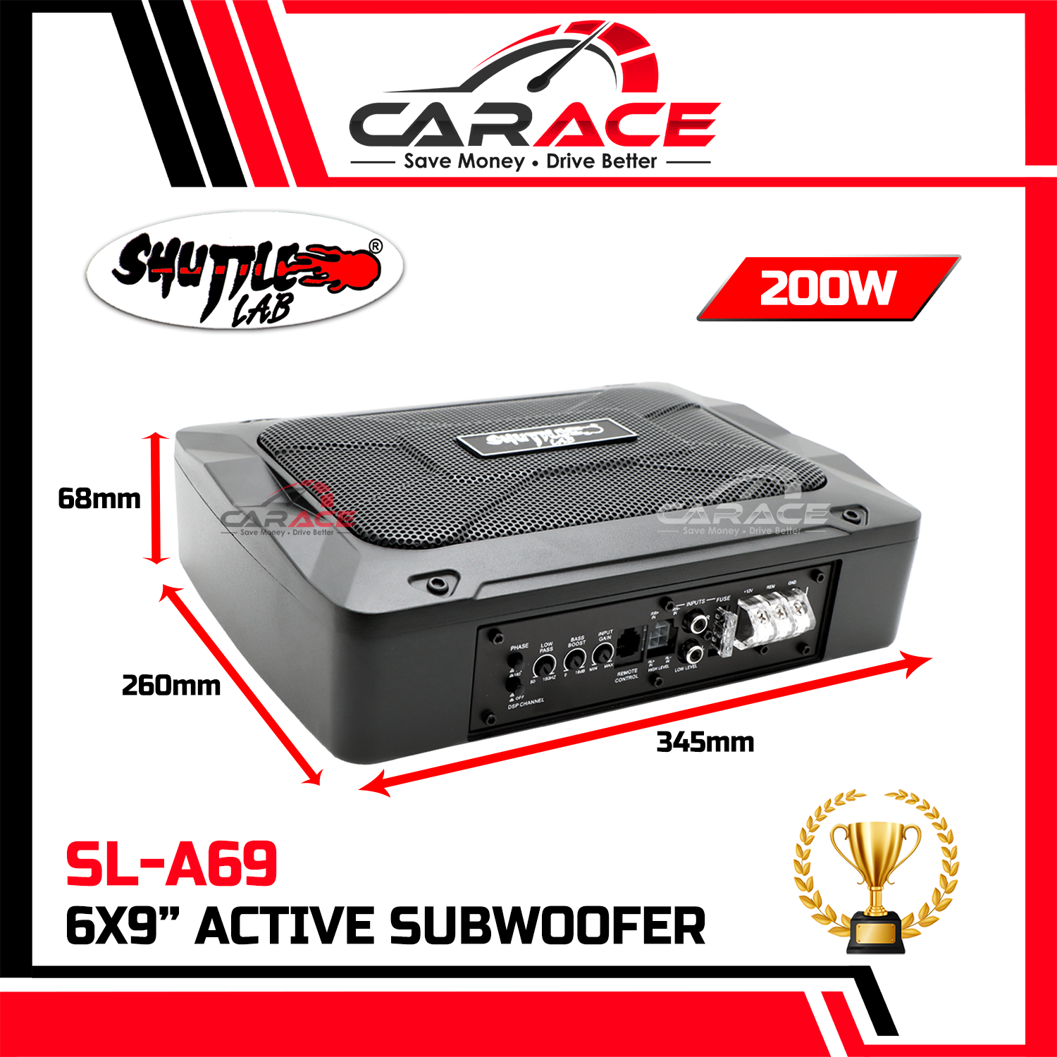 SHUTTLE LAB 6x9inch Active Subwoofer 6x9 Underseat Subwoofer 200W | SL ...