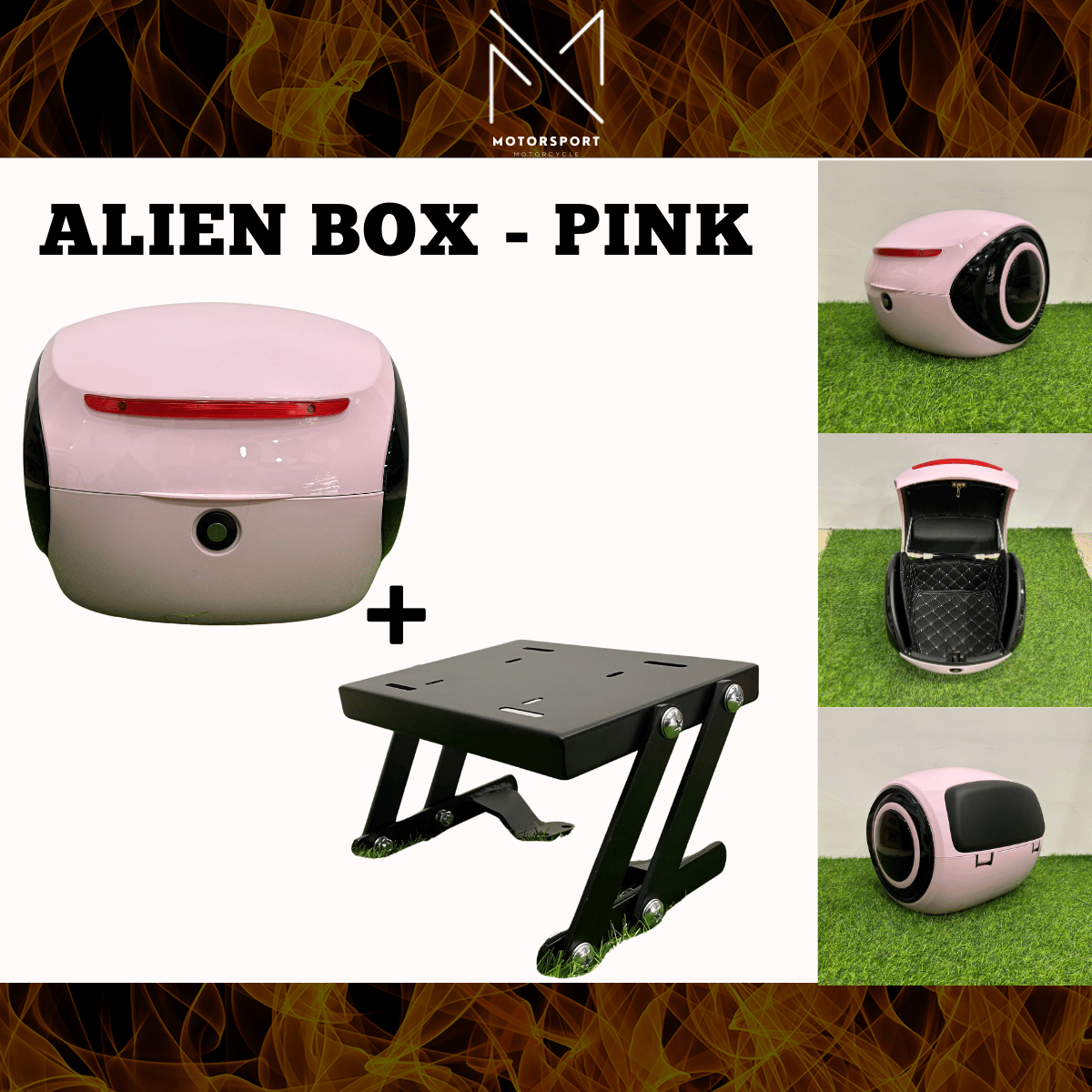SOYA Rack Motorcycle Box Motorsikal Rek With Alien Box 35L ABS Box ...