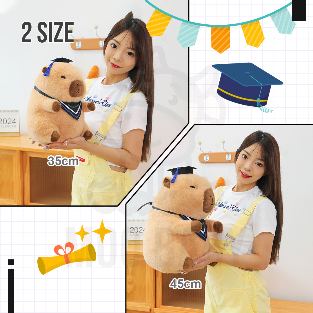 🐮Moo Baby Patung Konvo Capybara 45cm Patung Capybara Graduation ...