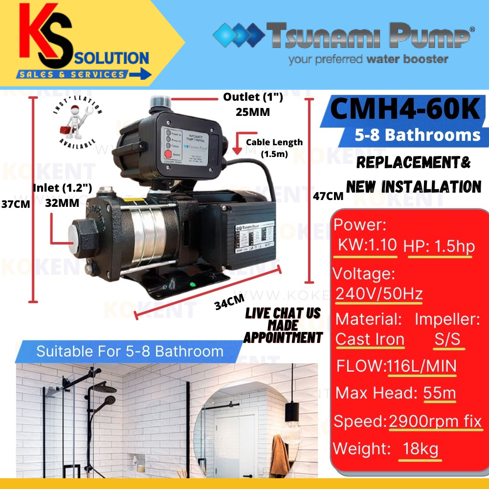 Tsunami CMH4-60K Water Pump Automatic Tsunami Home Living Automatic ...