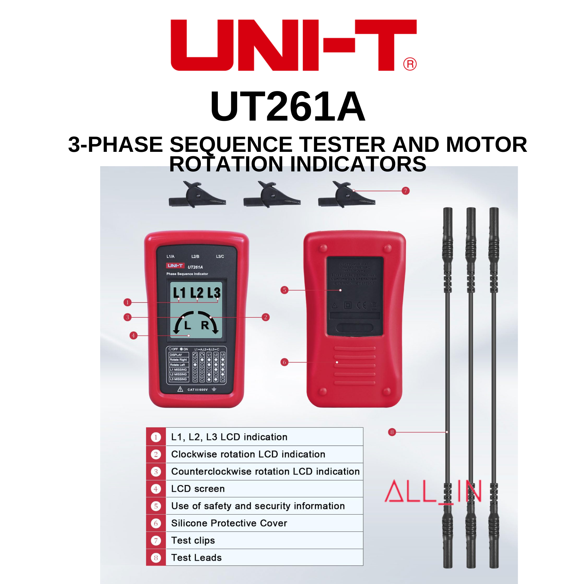 UT261A Phase Sequence and Motor Rotation Indicators / UT262E Non ...