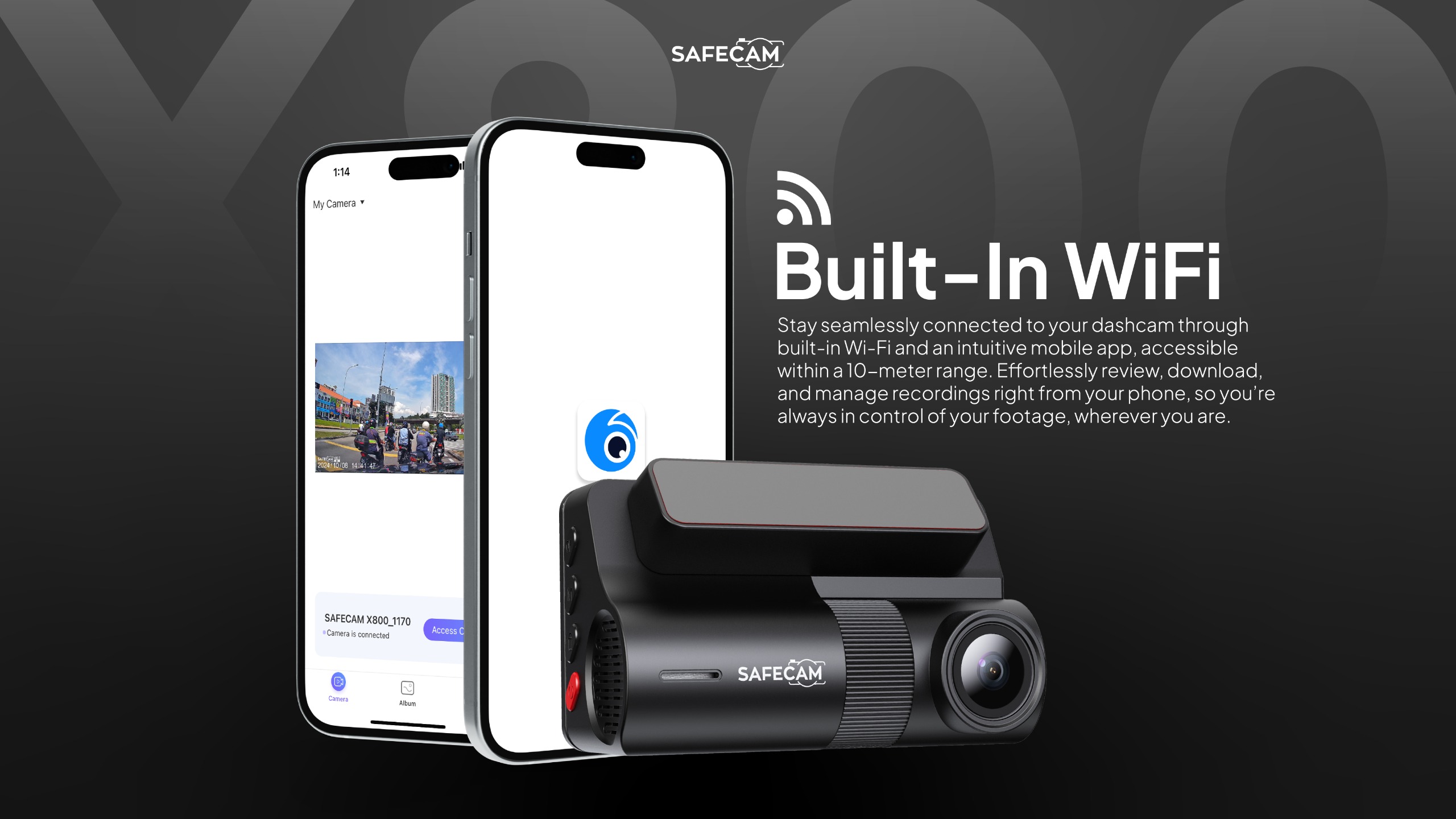 SAFECAM X800 4K WIFI Dual-Channel Dashcam 2160P Front + 1080P Rear ...