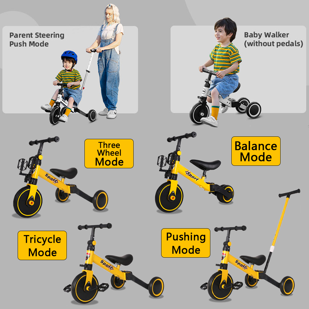 4 in 1 Kid Tricycle Bike With Music Light Children Scooter Baby Sliding ...