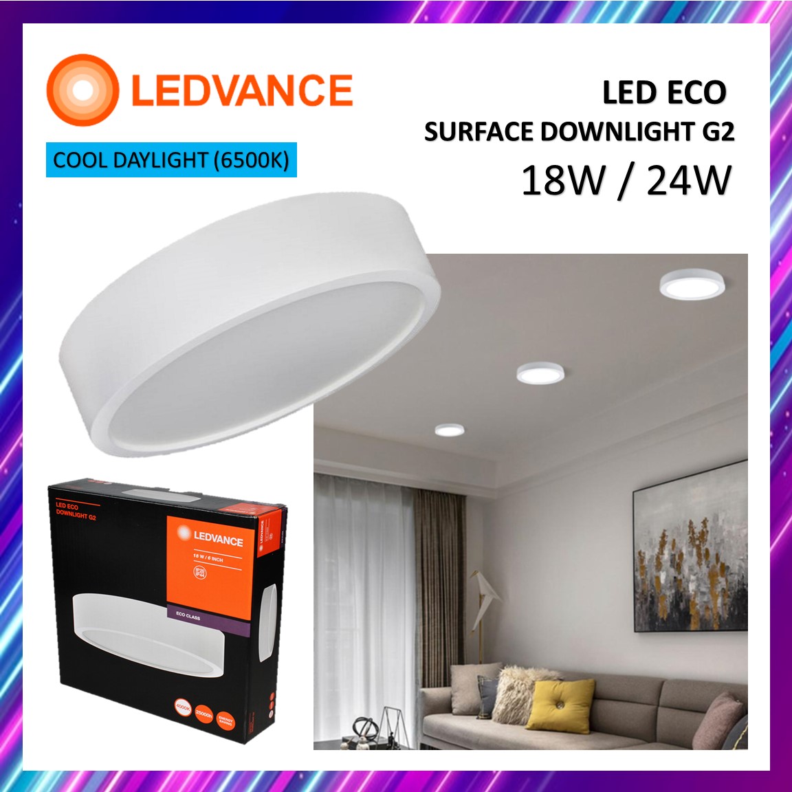 LEDVANCE 18W 24W LED Surface Downlight LED Lampu Siling / LED Down ...