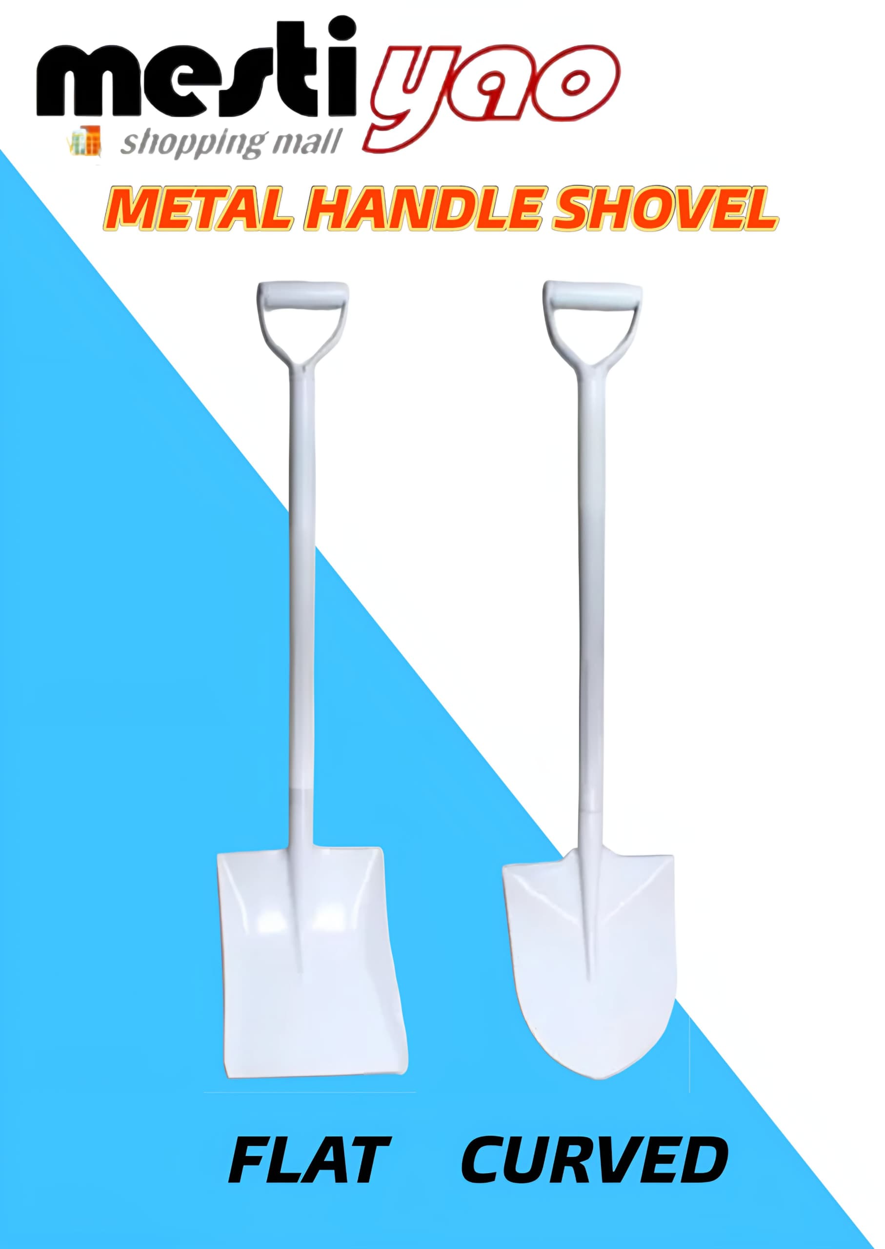 Metal Handle Shovel White Flat/Curved/Point Siku Besi /Skop besi Tajam/Flat/Penyodok Pasir ...