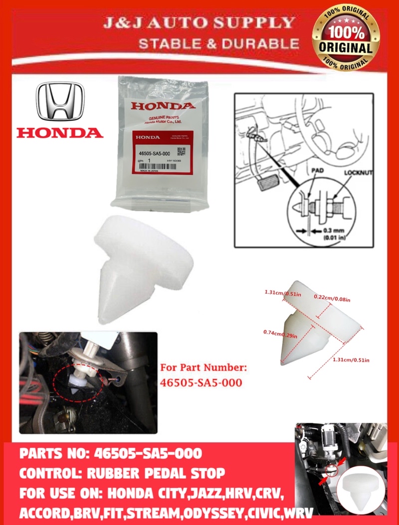46505-SA5-000 HONDA GENUINE Brake/Clutch Pedal Brake Light Stopper ...