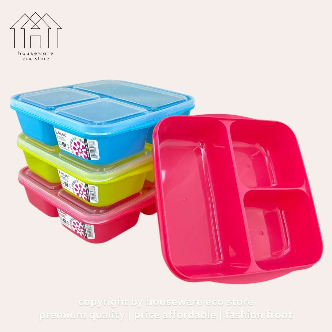 3 Compartment LAVA Lunch Box Food Storage Container BPA FREE / Bekas ...