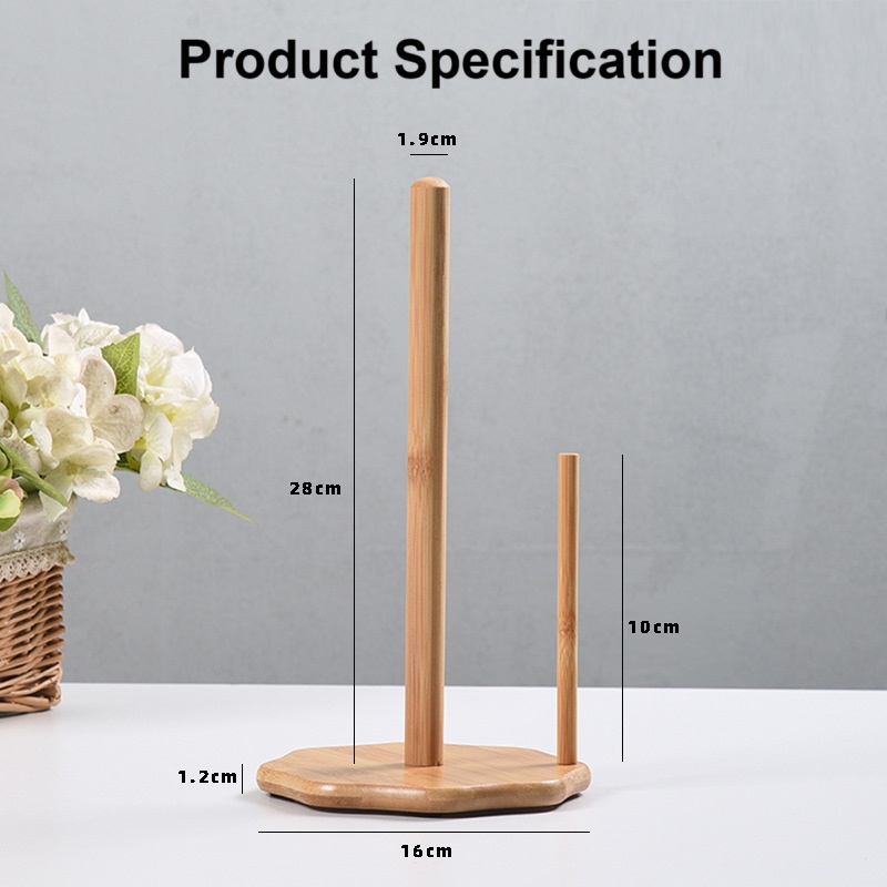 OSUKI Natural Bamboo Kitchen Tissue Holder Roll Paper Towel Stand ...